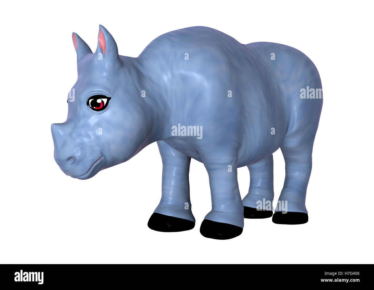 3D rendering of a blue rhino toy isolated on white background Stock ...