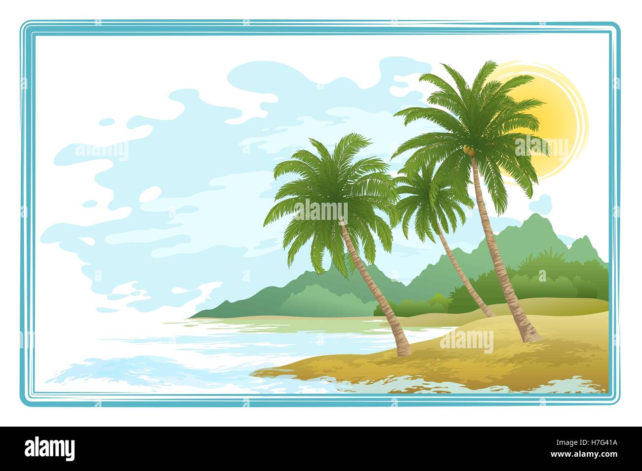 Palm trees wood sea Stock Vector Images - Alamy