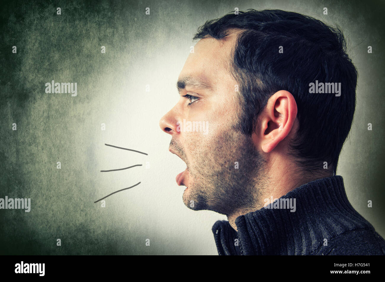 man with open mouth shouting Stock Photo - Alamy