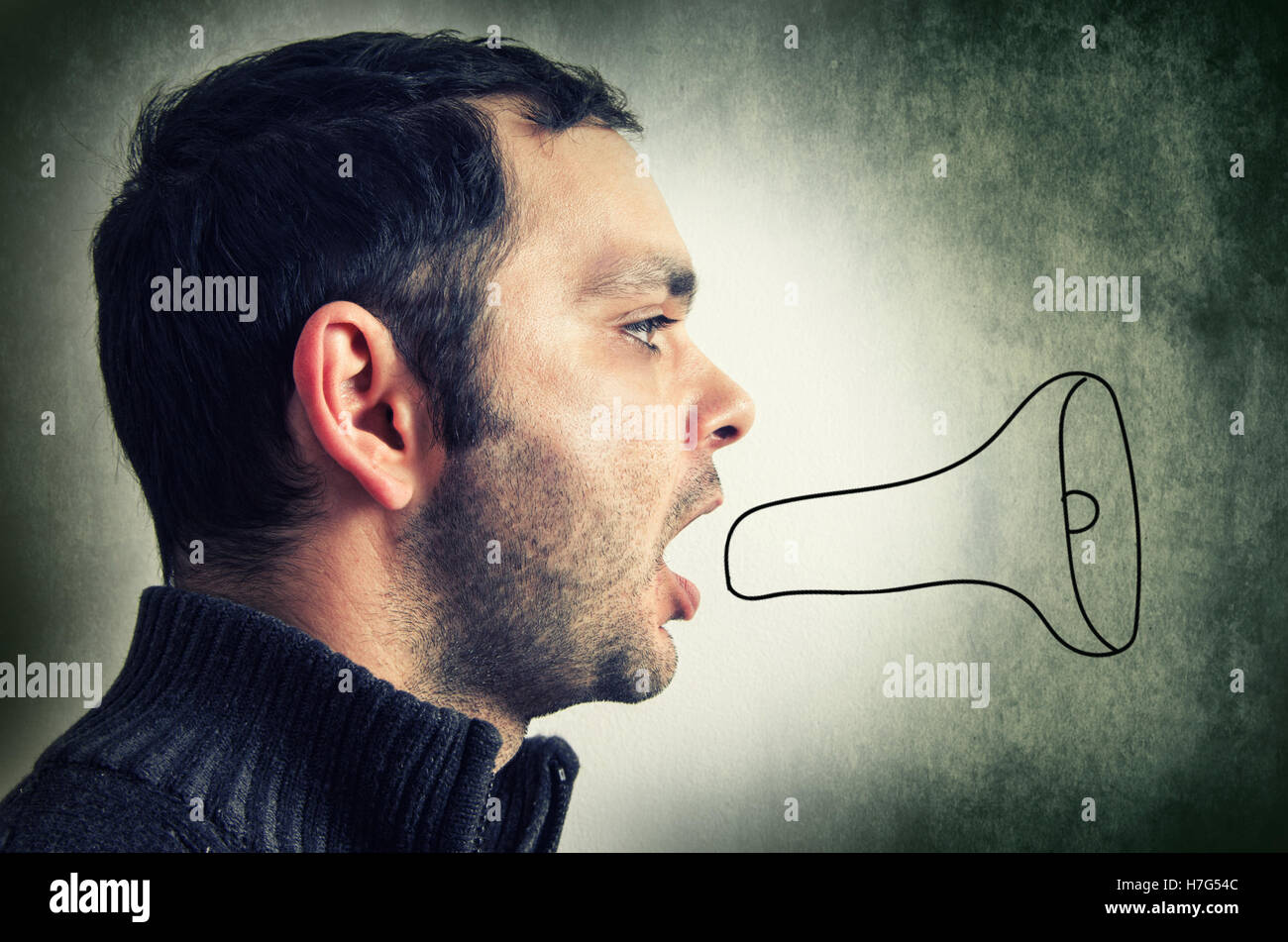 man with open mouth shouting Stock Photo - Alamy