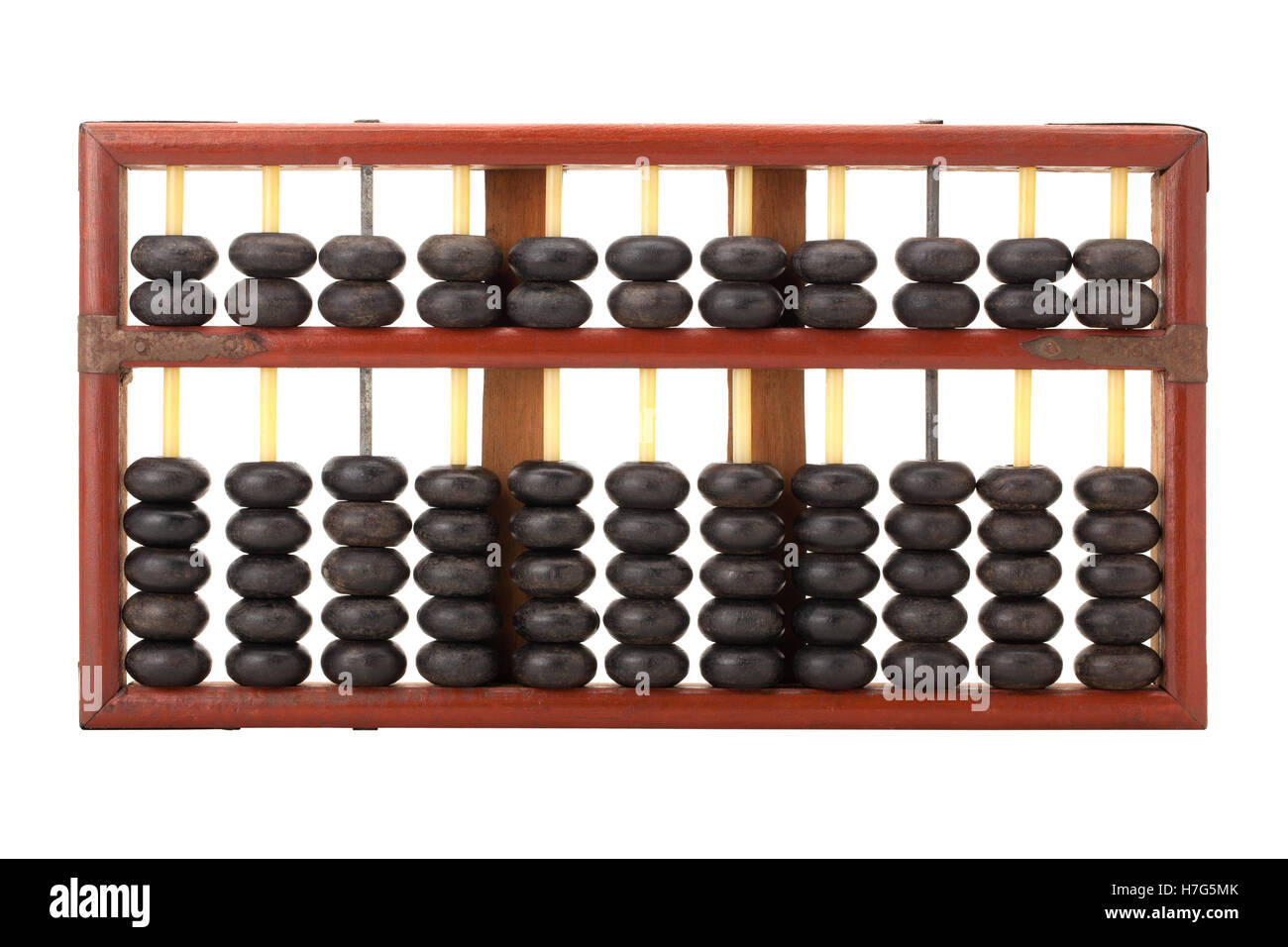 old wooden chinese abacus isolated on white background Stock Photo - Alamy