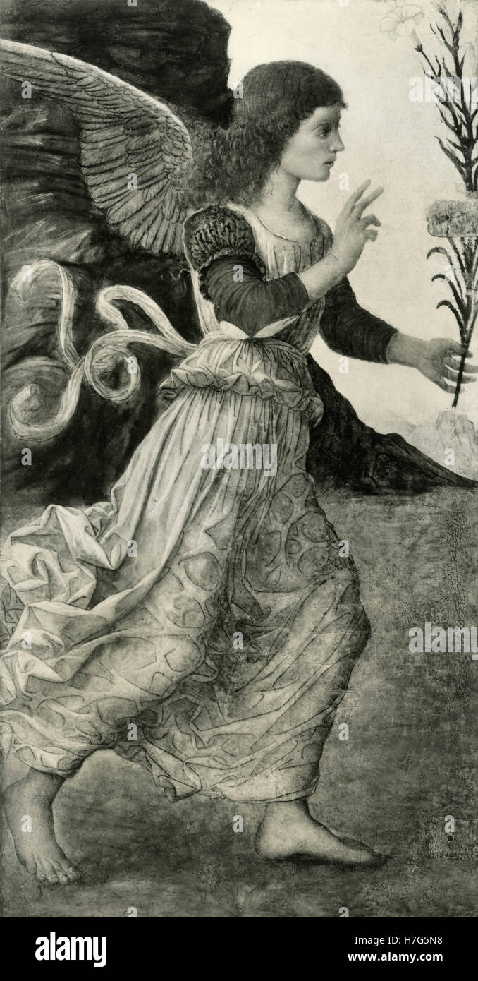 The announcing angel, Painting by Melozzo da Forlì Stock Photo - Alamy