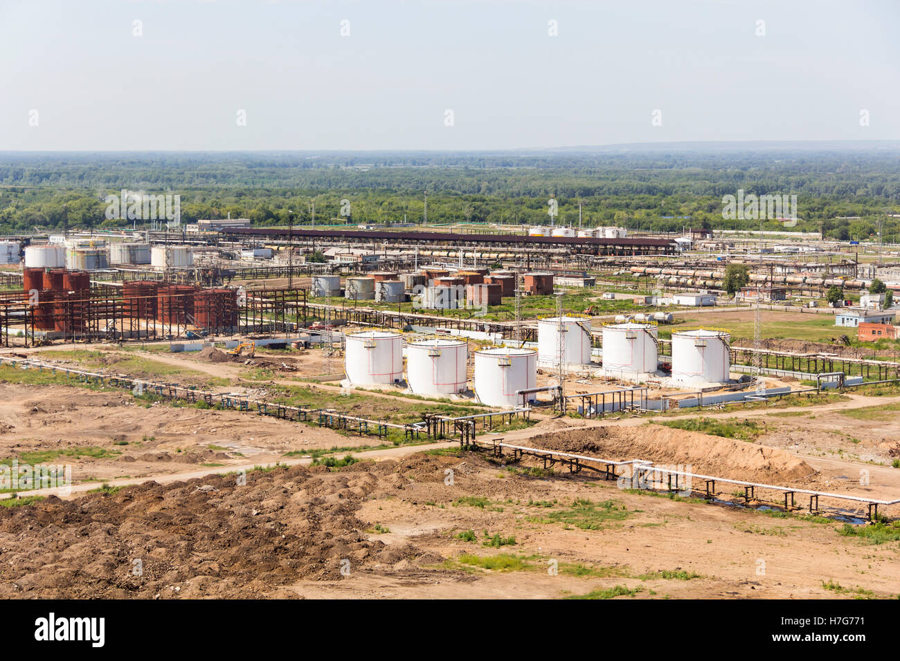 A complex oil refinery reservoirs for keeping Stock Photo - Alamy