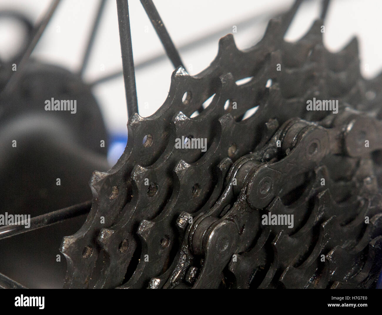 Chain and rear cog of a road bike Stock Photo - Alamy