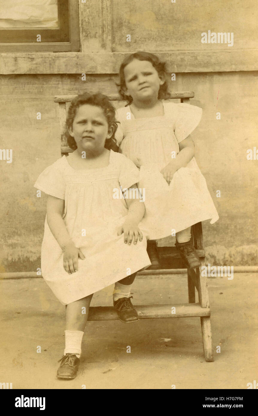 Portrait of two little girls, Italy Stock Photo - Alamy
