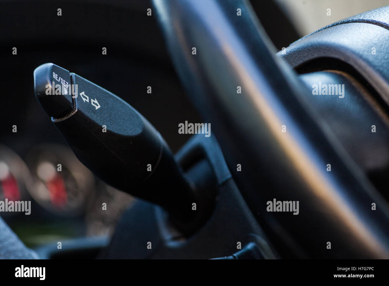 Color close up footage of a car's turn signal lever Stock Photo - Alamy