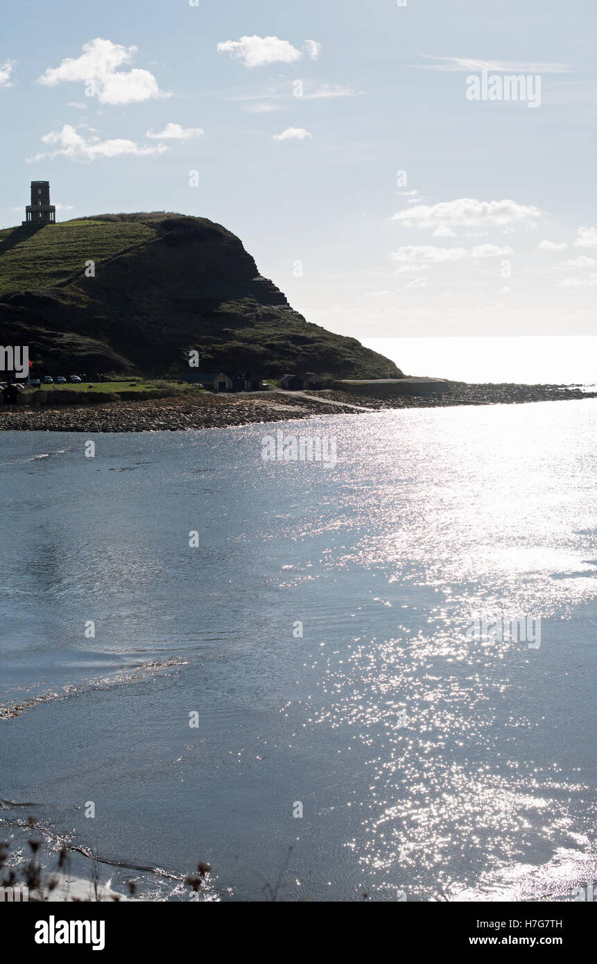 Kimmeridge Bay, with Clavell Tower atop Hen Cliff Stock Photo - Alamy