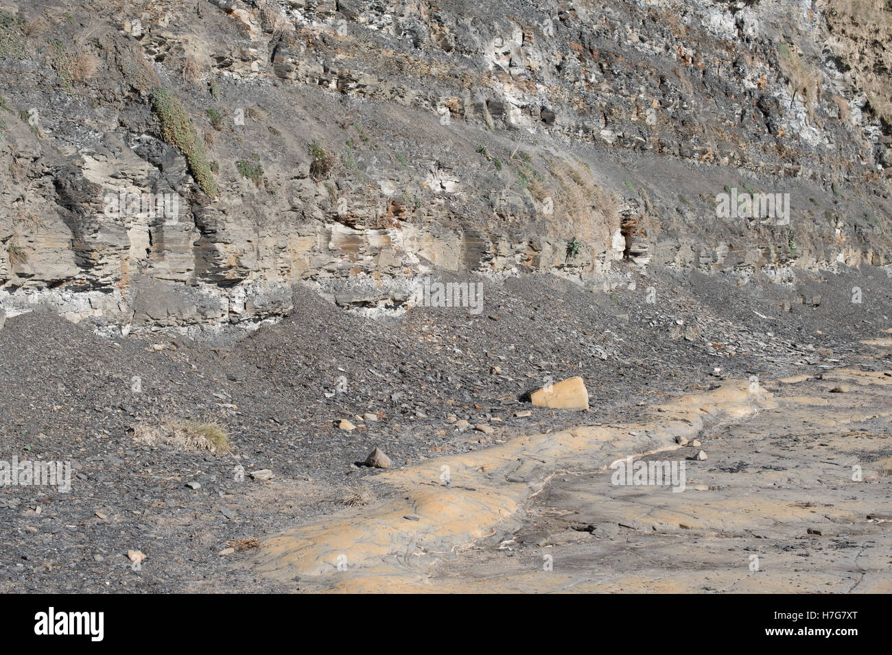 Cliff rock falls, Kimmeridge Bay, Dorset Stock Photo - Alamy