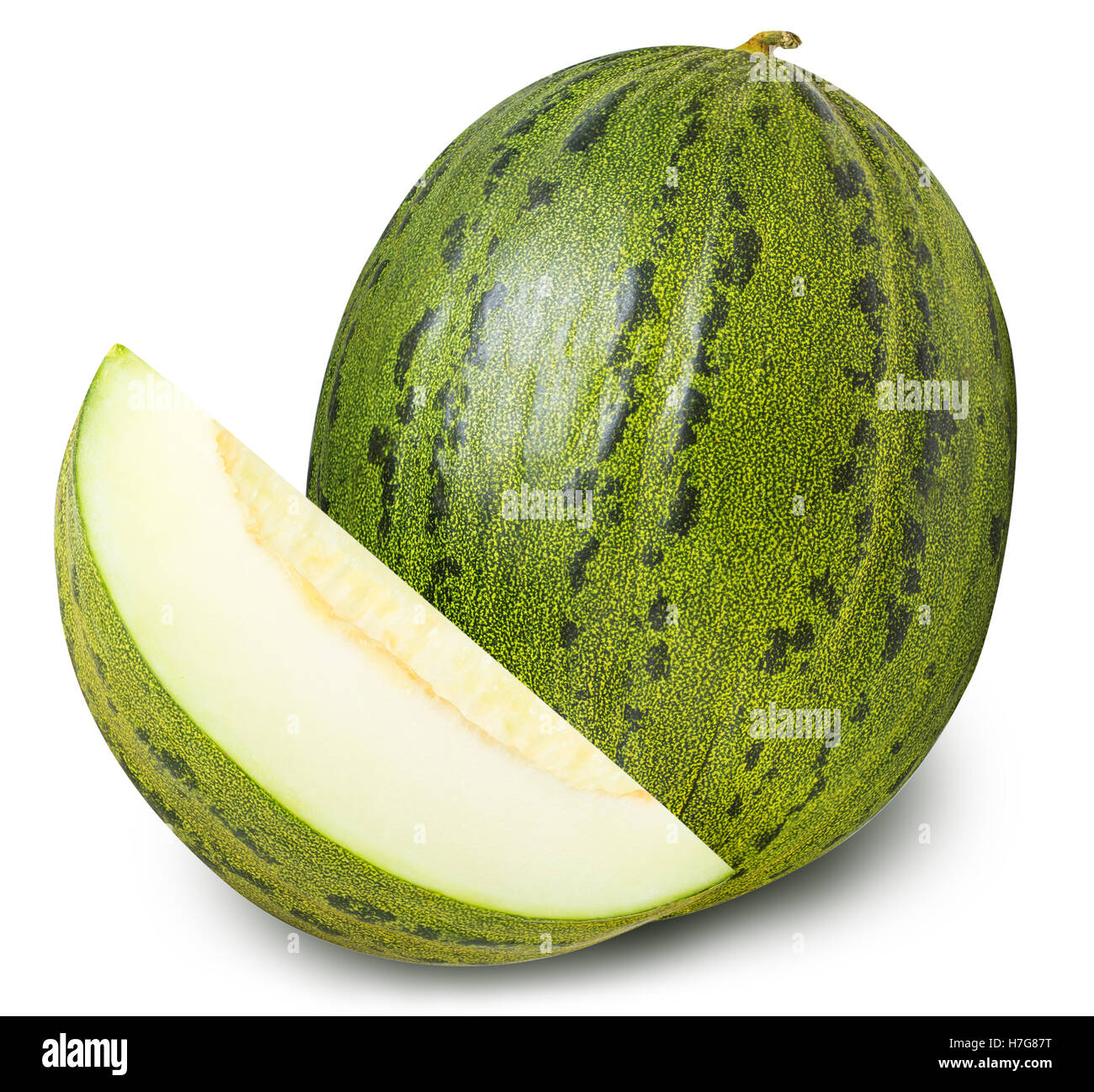 Group of green melons isolated on white background with clipping path ...