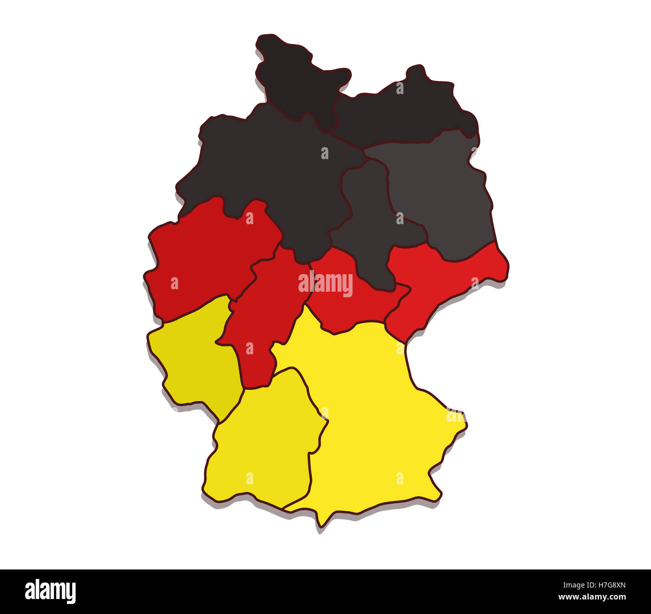 Germany map with regions and flag Stock Photo - Alamy