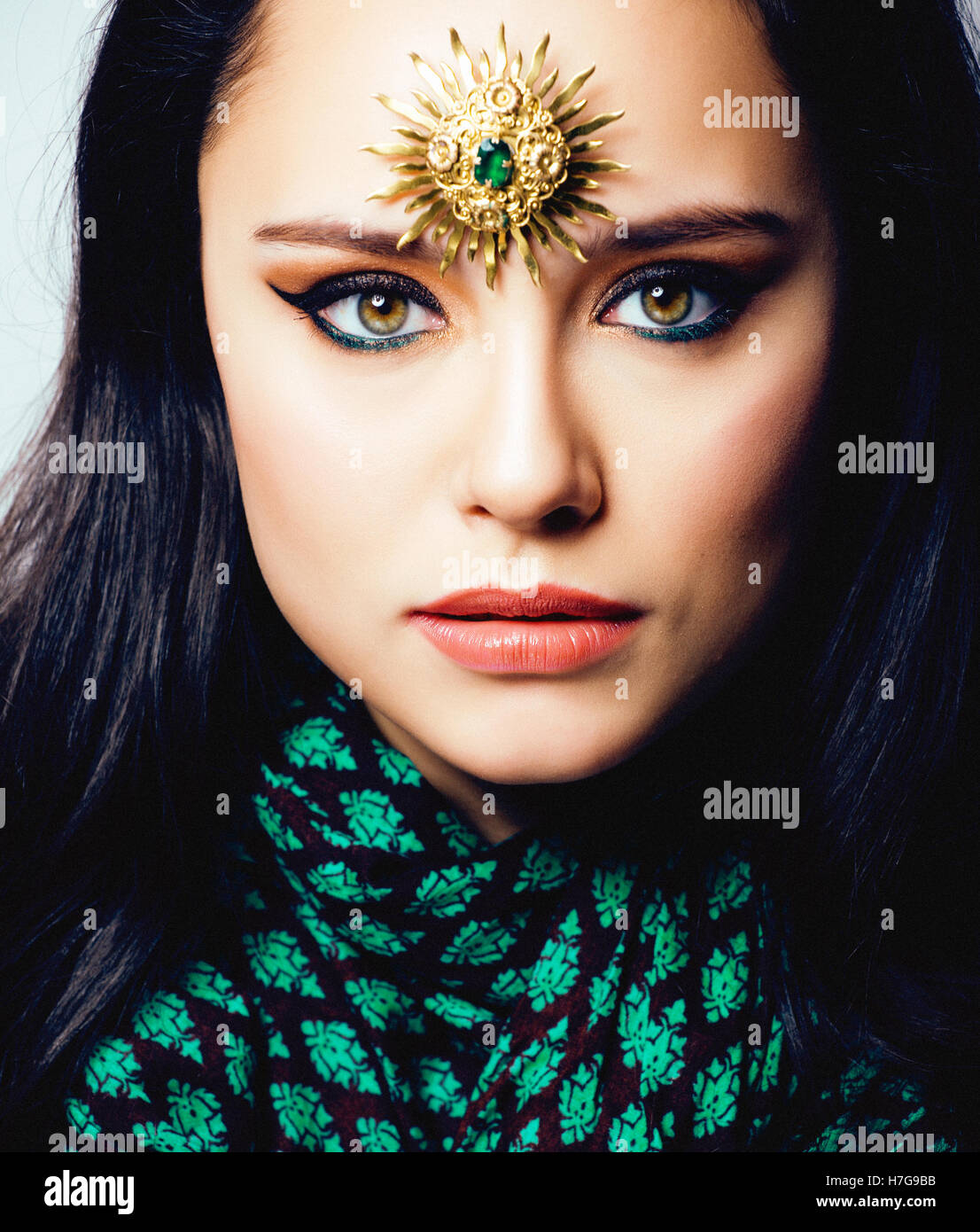 beauty eastern real muslim woman with jewelry close up, bride wi Stock ...