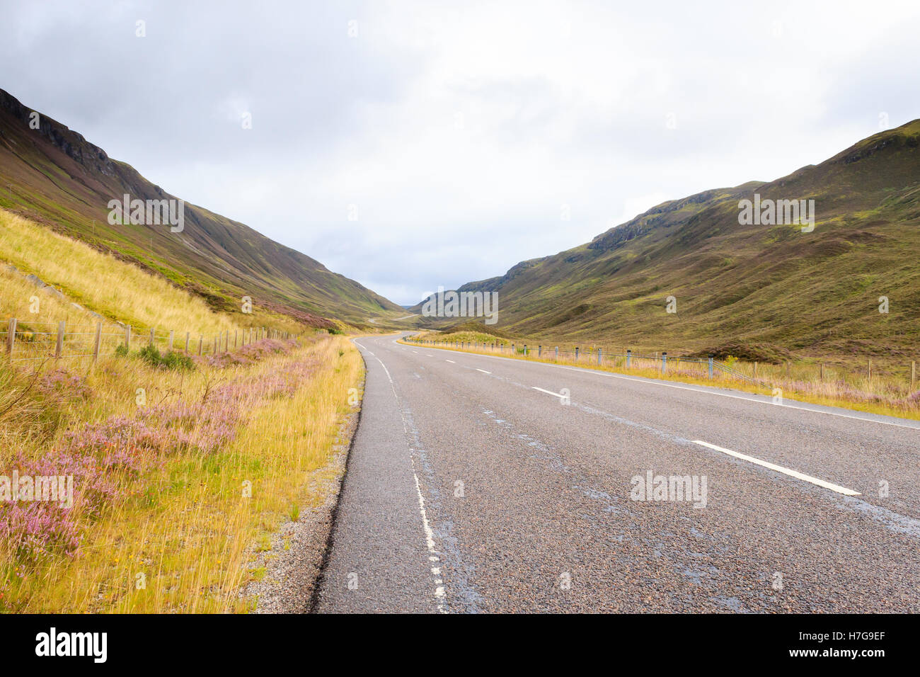 Scottish road trough countryside. Perspective road. Scotland panorama ...