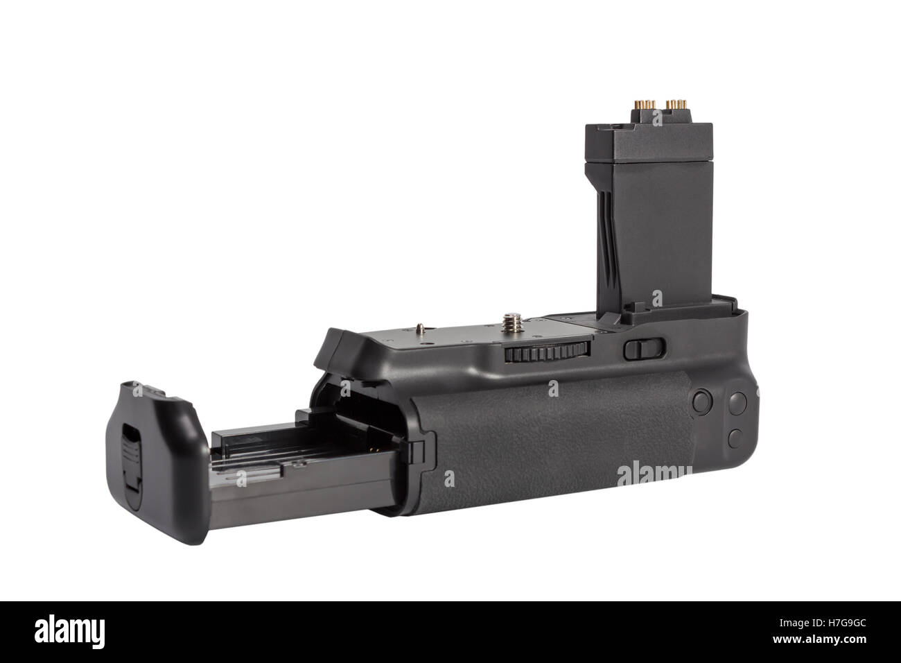 Battery grip for modern DSLR camera isolated on white background Stock ...