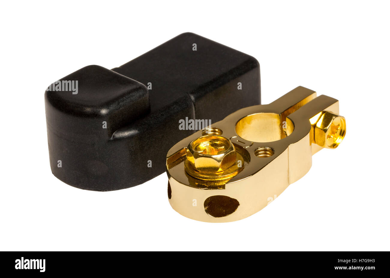 Negative contact terminal CAR battery isolated on a white background ...