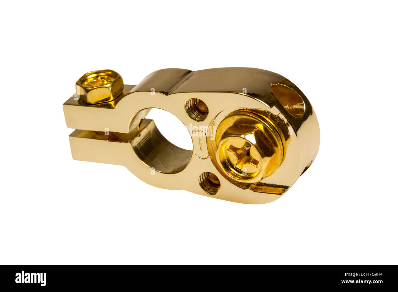 Negative contact terminal CAR battery isolated on a white background ...