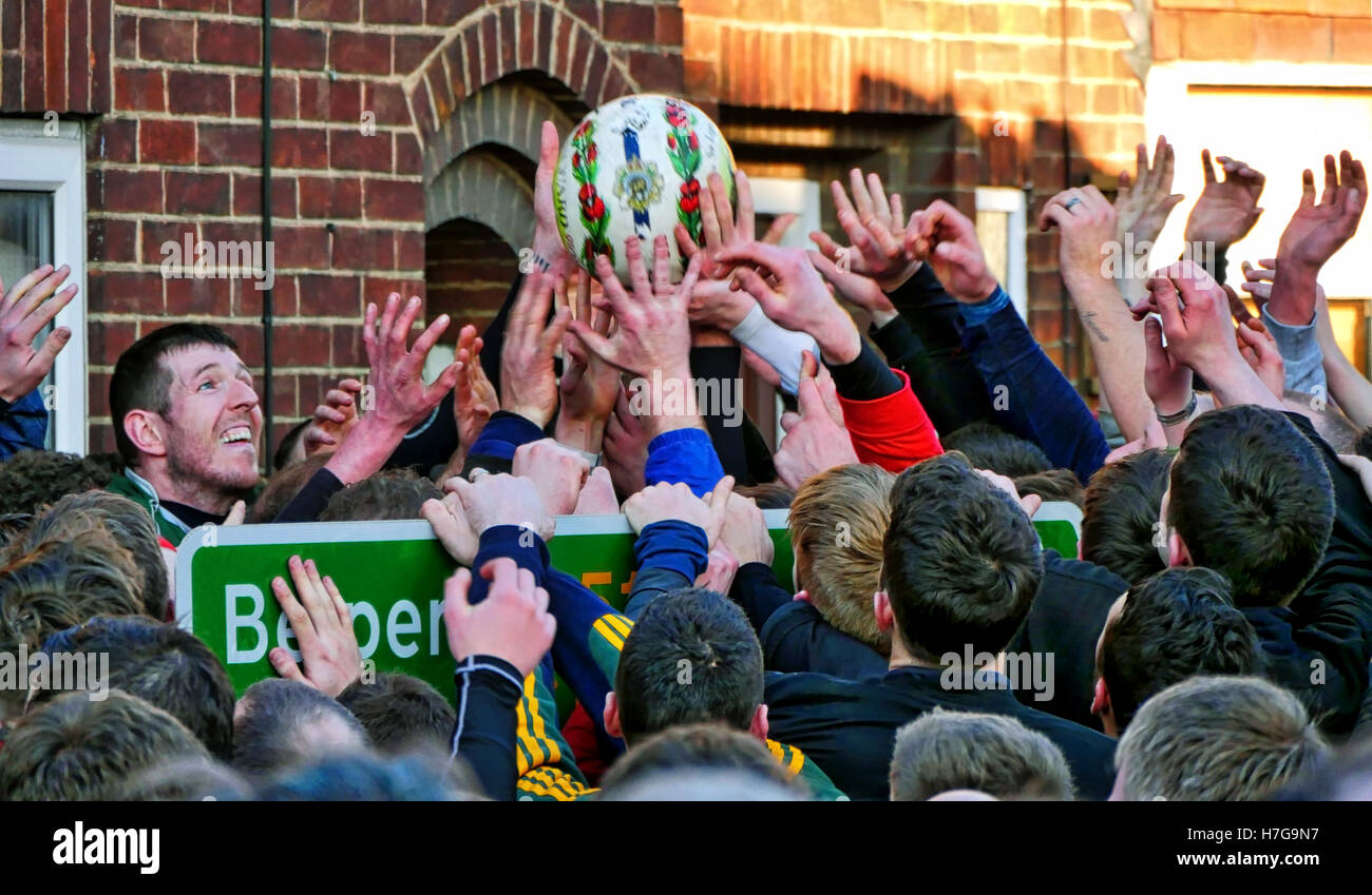 Ashbourne Royal Shrovetide Medieval Football match Derbyshire Peak ...