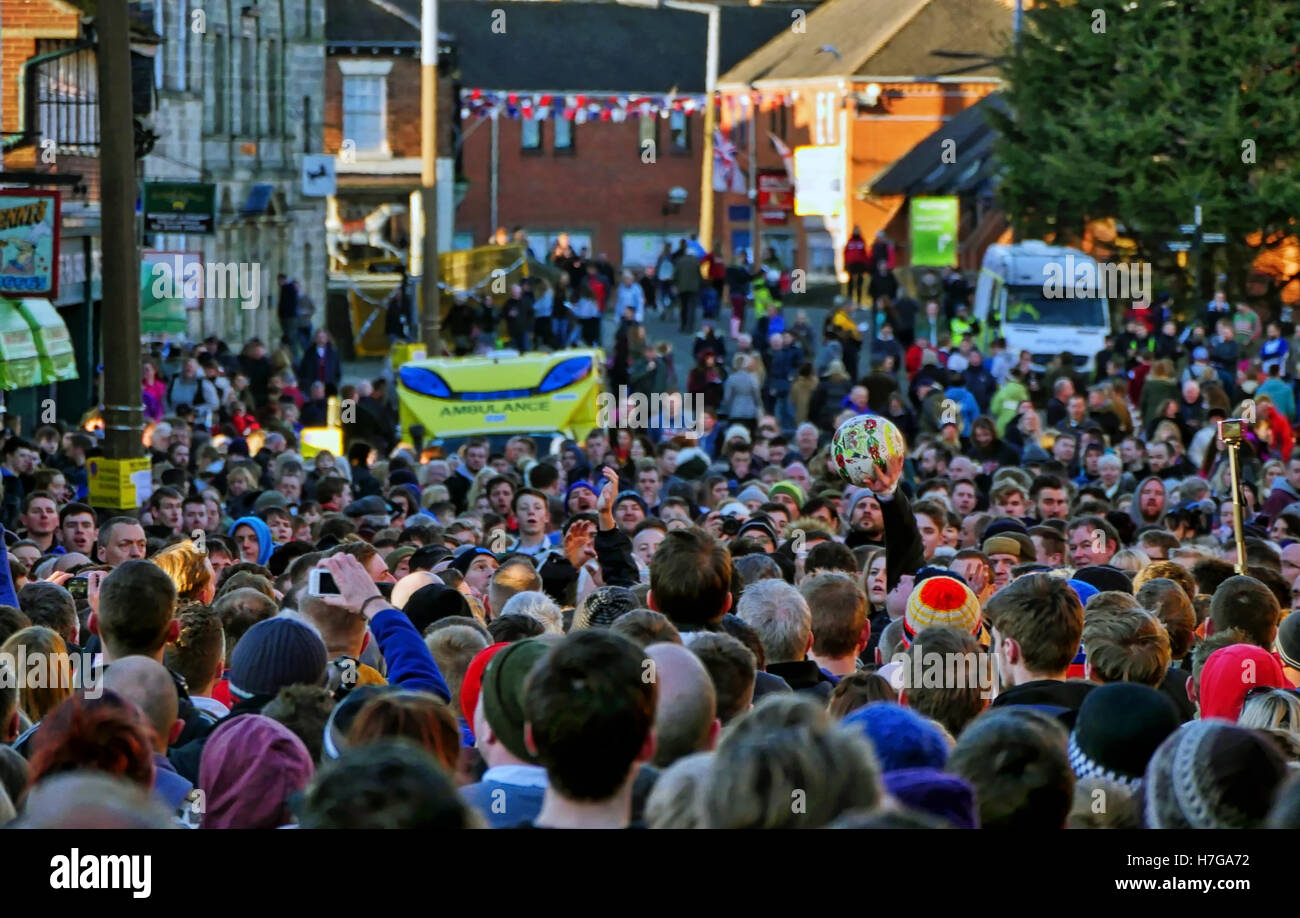 Ashbourne Royal Shrovetide Medieval Football match Derbyshire Peak ...