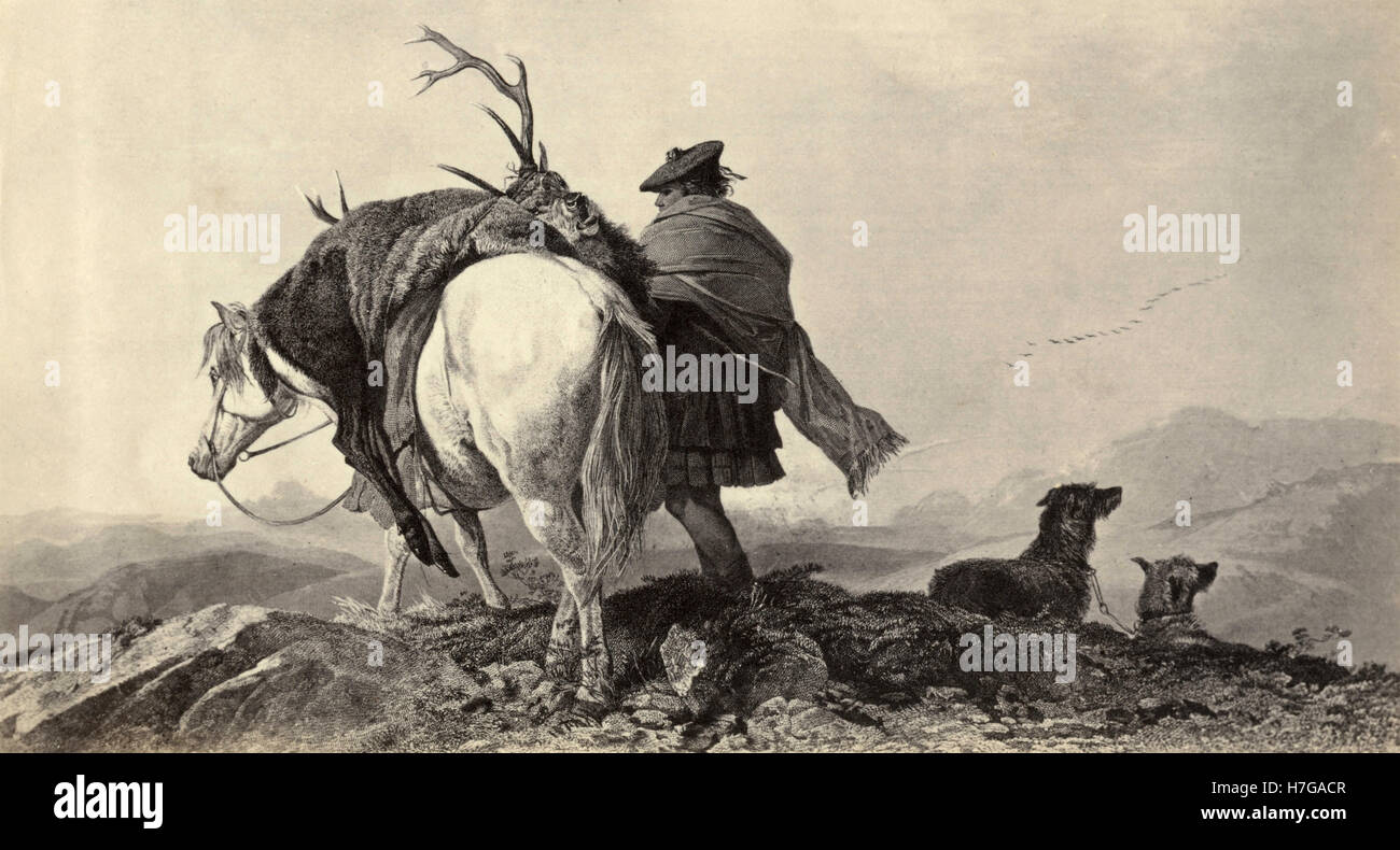 Scottish hunter, painting Stock Photo - Alamy