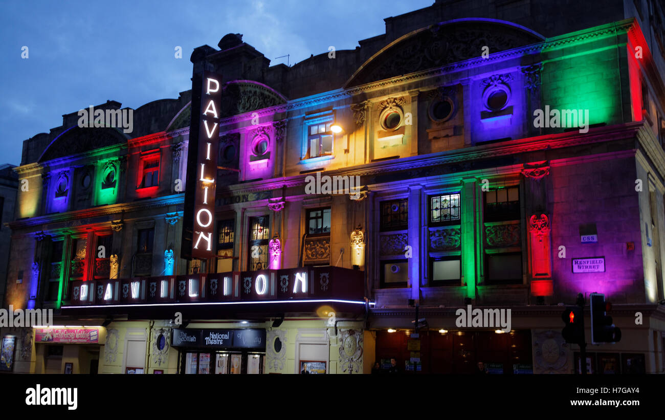 Pavilion theater night colours Stock Photo - Alamy