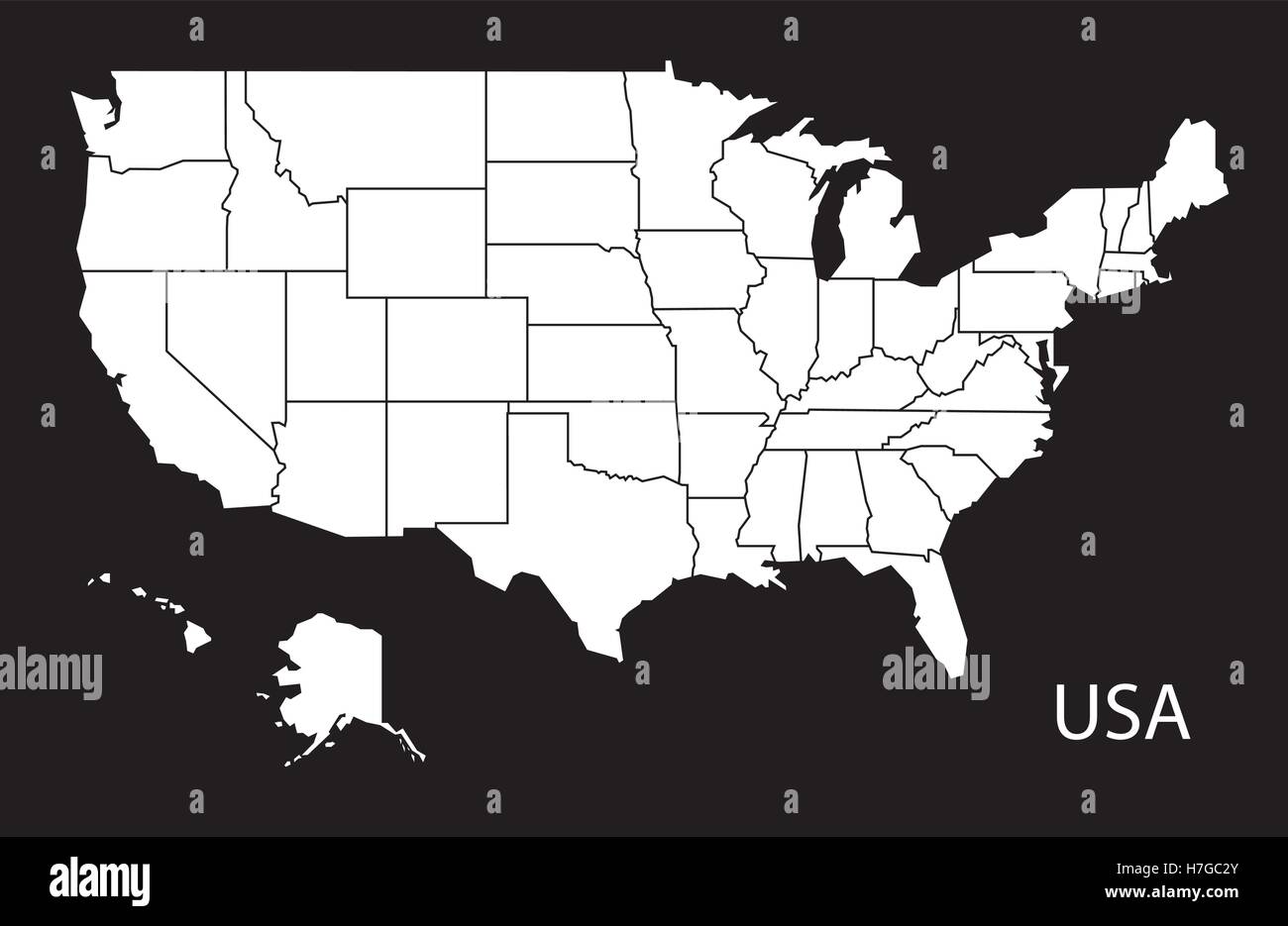 Black usa map hi-res stock photography and images - Alamy