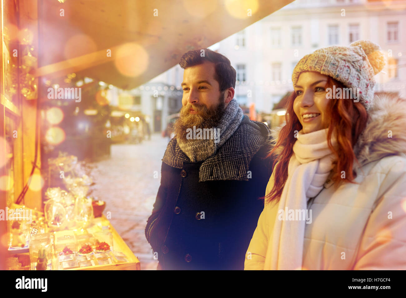 happy couple walking outdoors Stock Photo - Alamy