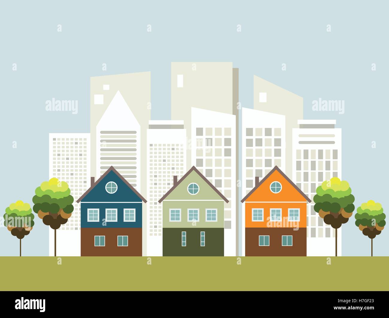 Trees mansion modern neighborhood vector vectors Stock Vector Images ...