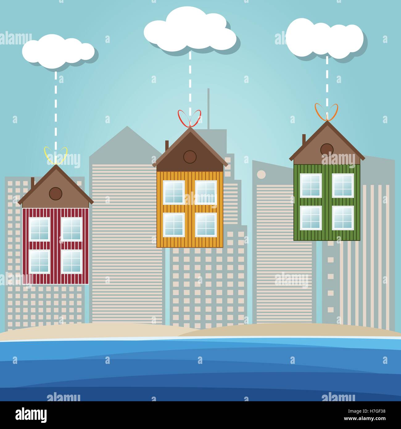 Colorful beach houses Stock Vector Images - Alamy