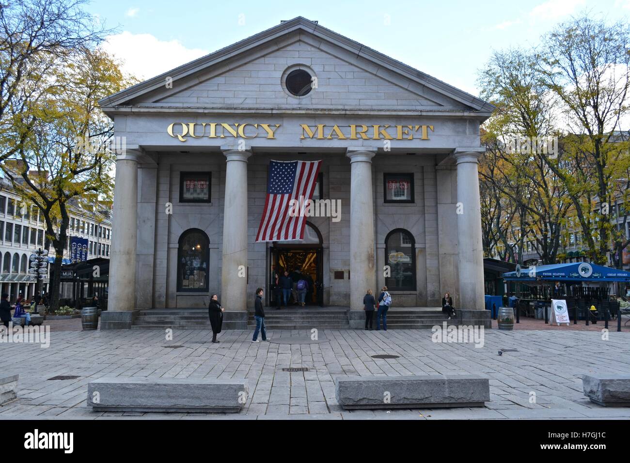 Quincy Market in Downtown Boston along the iconic Freedom Trail Stock ...