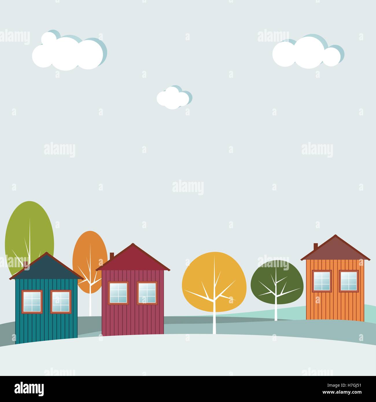 Wooden houses village Stock Vector Images - Alamy
