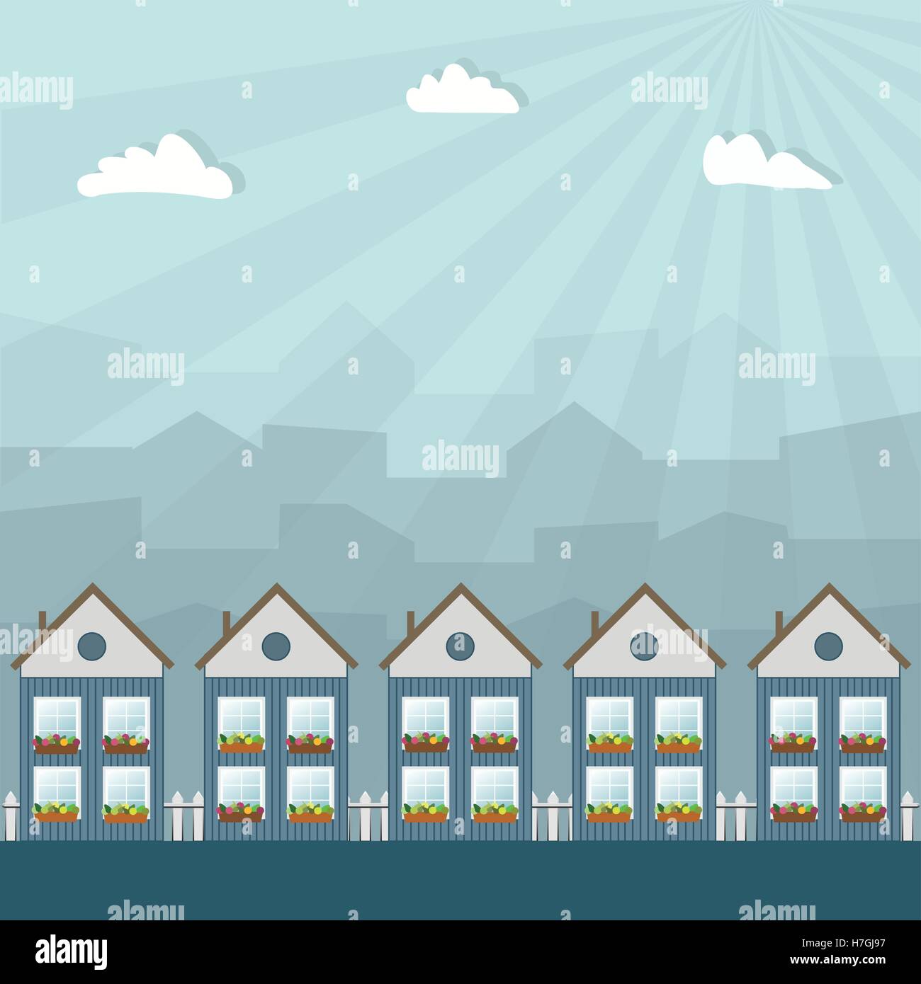 Beautiful blue houses Stock Vector Images - Alamy
