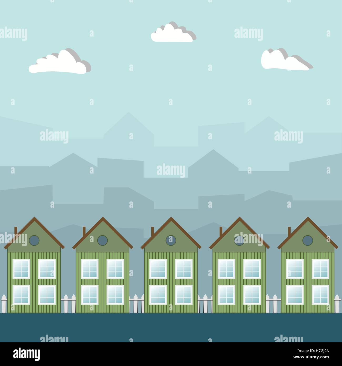 Beautiful blue houses Stock Vector Images - Alamy