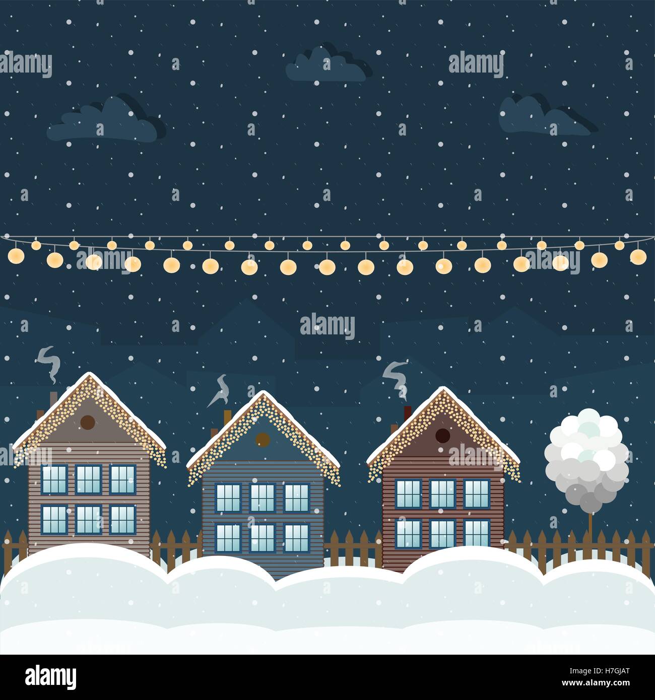 Colorful Wooden Houses, Winter Theme Stock Vector Image & Art - Alamy