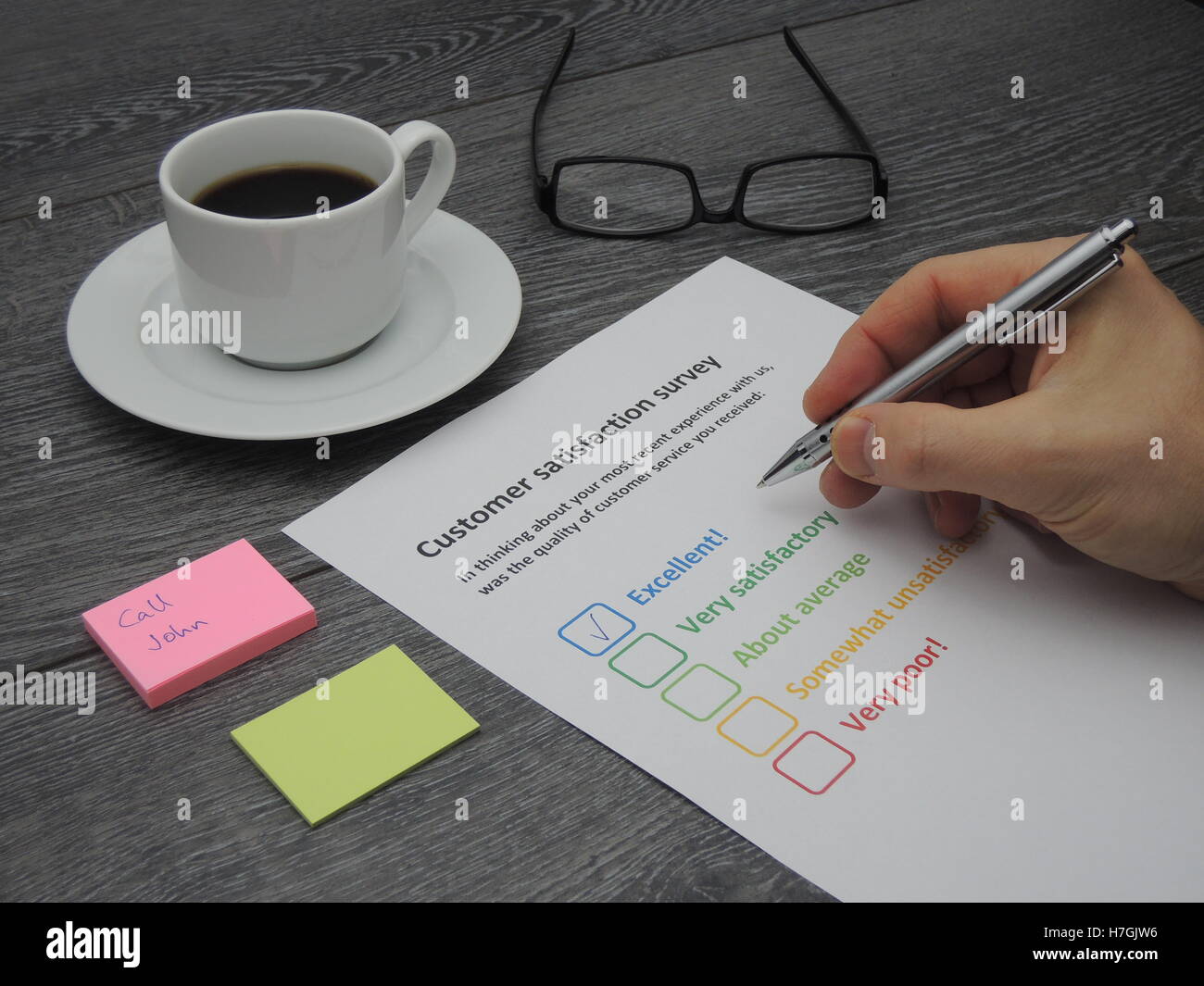 Rating excellent! in a customer satisfaction survey Stock Photo - Alamy