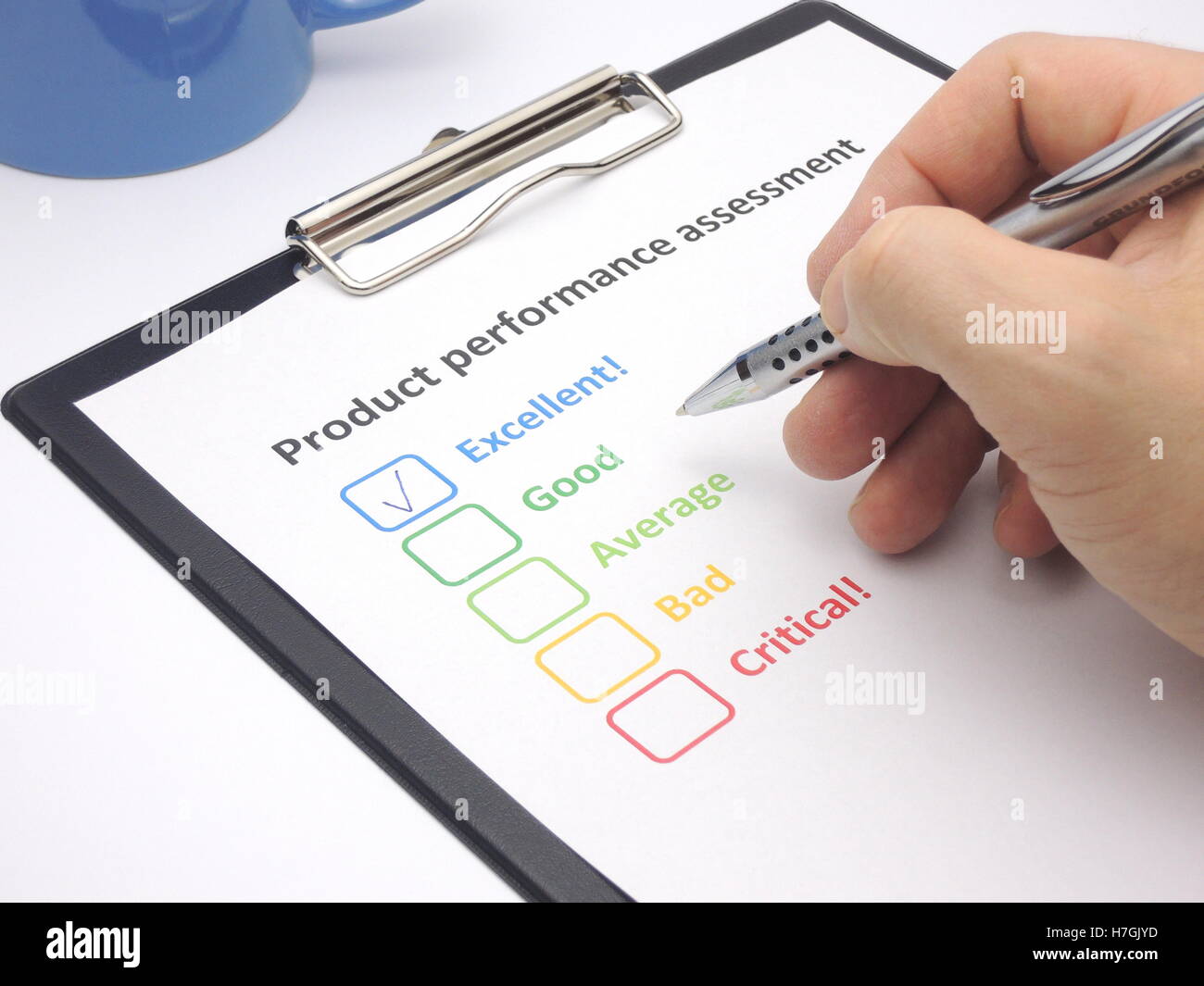 Rating excellent! in a product performance assessment Stock Photo - Alamy
