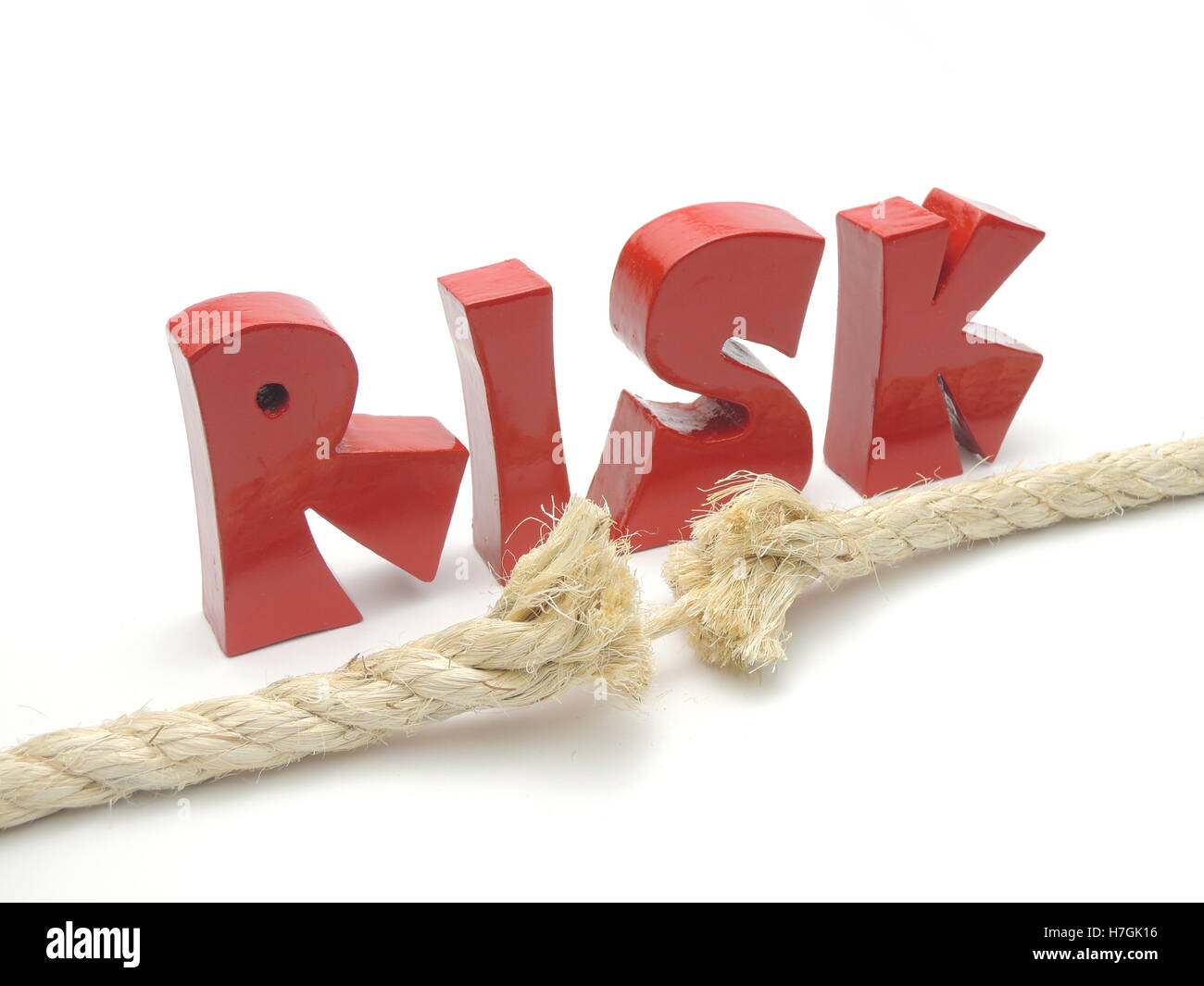 Risk of breaking - illustrated by frayed rope Stock Photo - Alamy