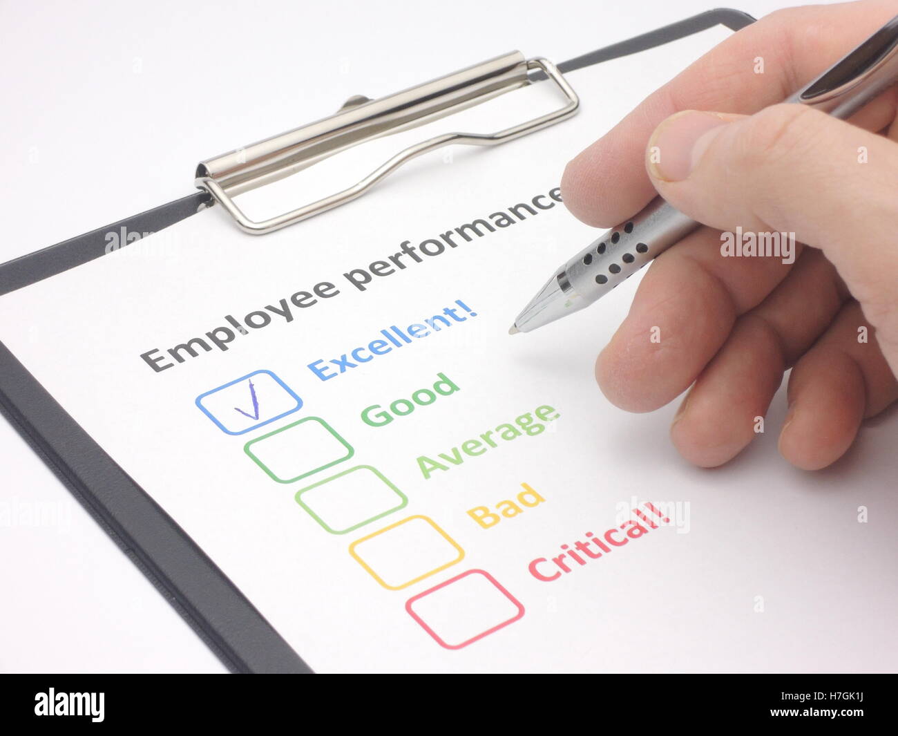 Rating excellent! in an employee performance assessment Stock Photo - Alamy