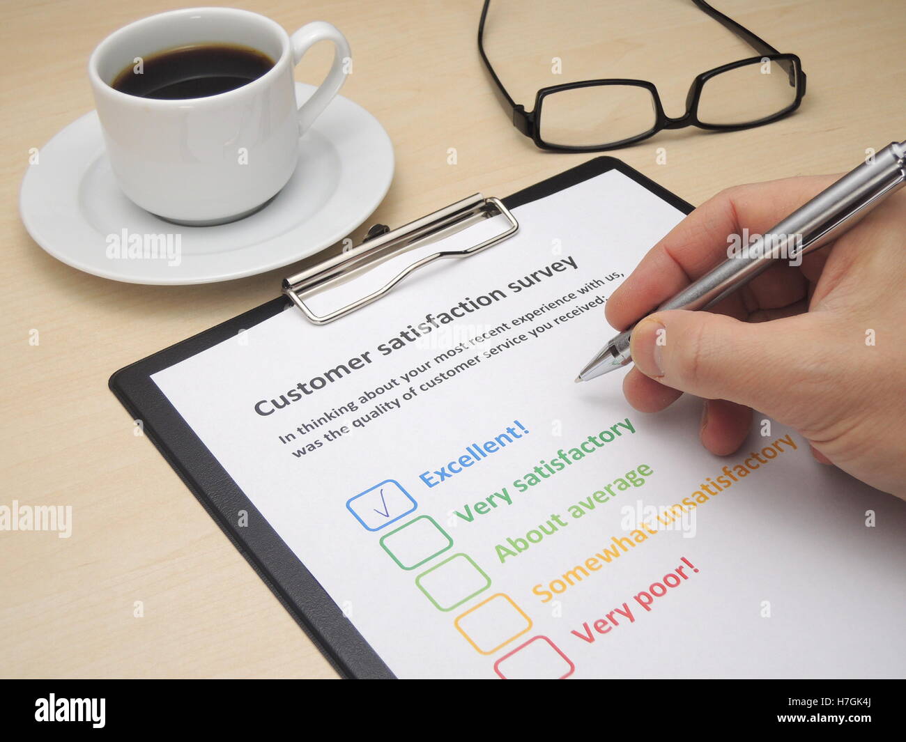 Rating excellent! in a customer satisfaction survey Stock Photo - Alamy