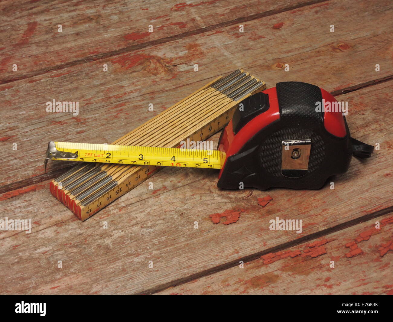 Measuring tools on rough table Stock Photo - Alamy