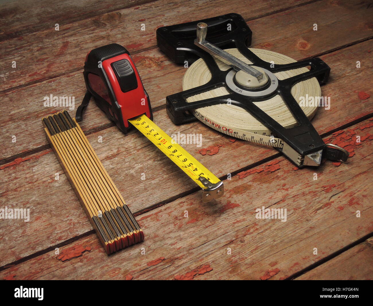 Measuring tools on rough table Stock Photo - Alamy