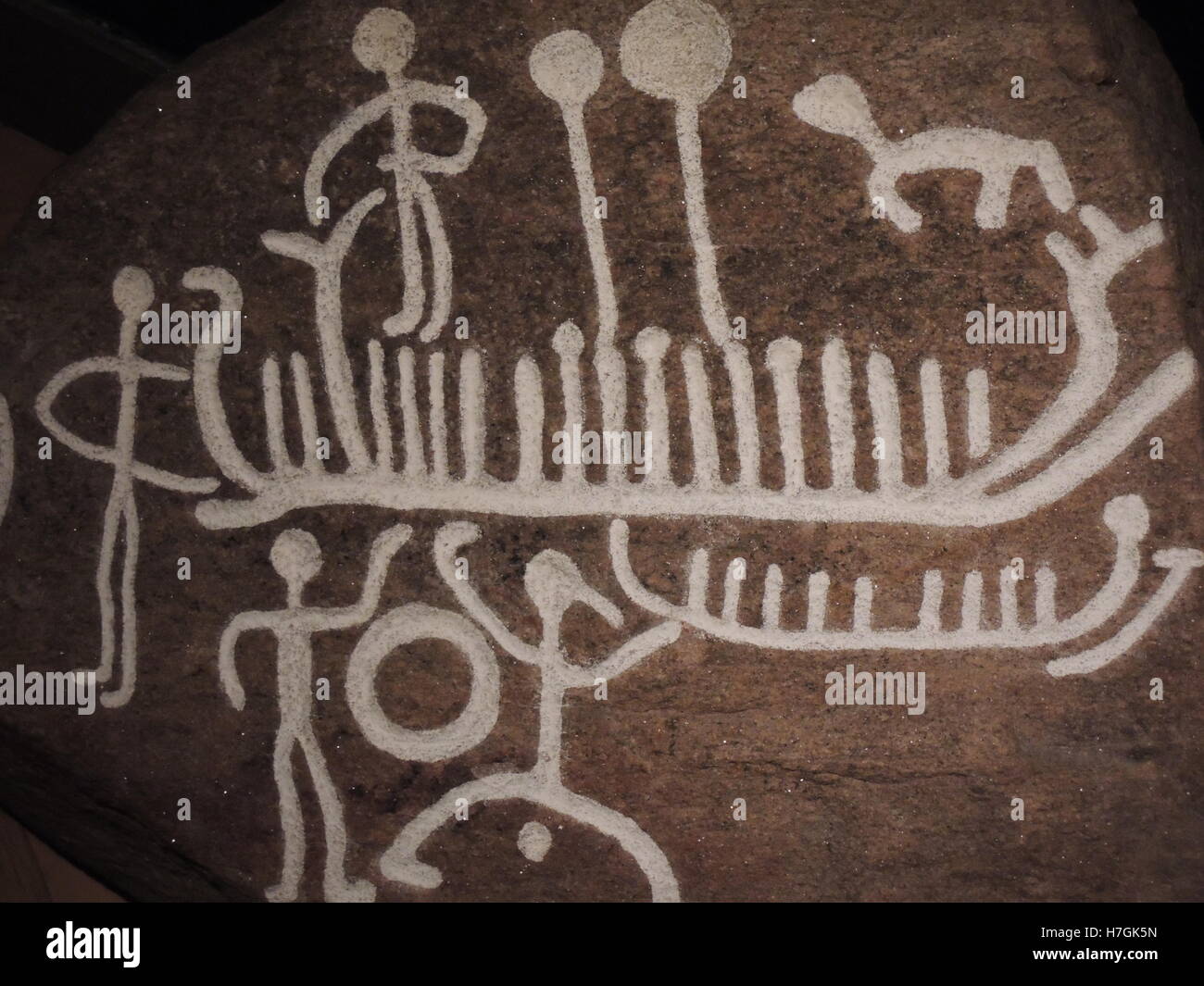 Hedonic religious rock carvings (petroglyphs) showing the sun ship ...