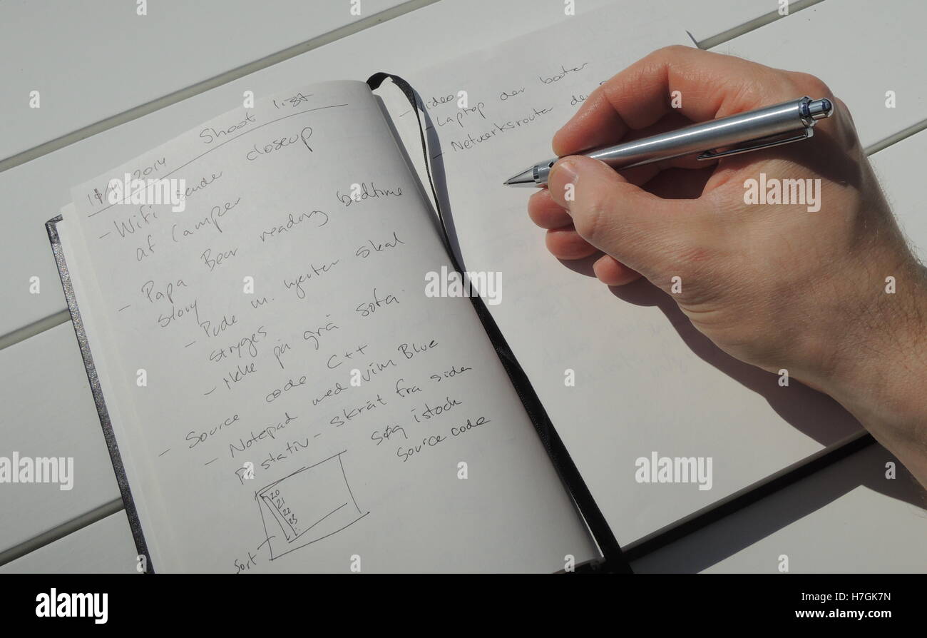 Taking a few notes in the idea log notebook - a tool for the creative ...
