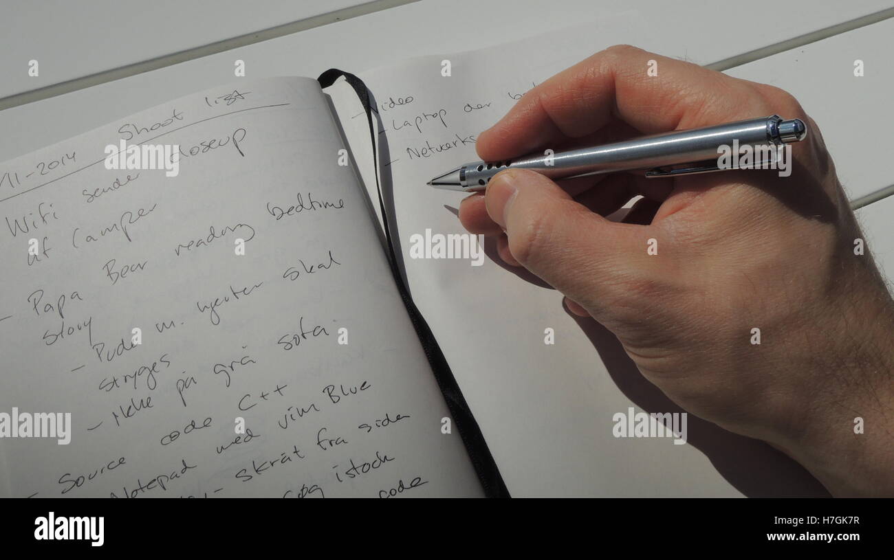 Taking a few notes in the idea log notebook - a tool for the creative ...