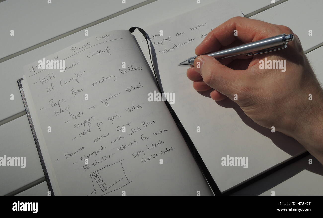 Taking a few notes in the idea log notebook - a tool for the creative ...