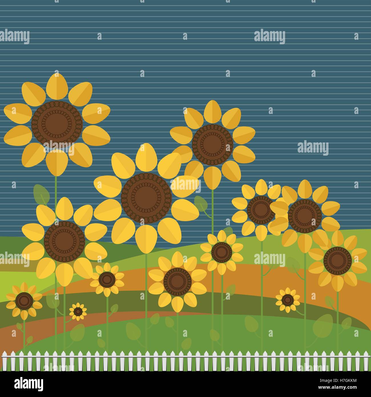 Sunflower field Stock Vector Images - Alamy