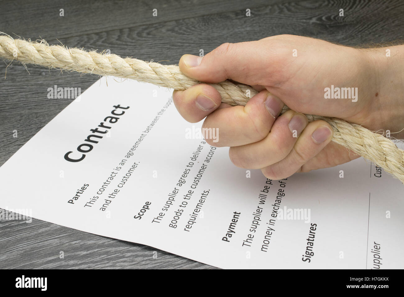 Conceptual illustration of tough, hard, or intense contract or business ...
