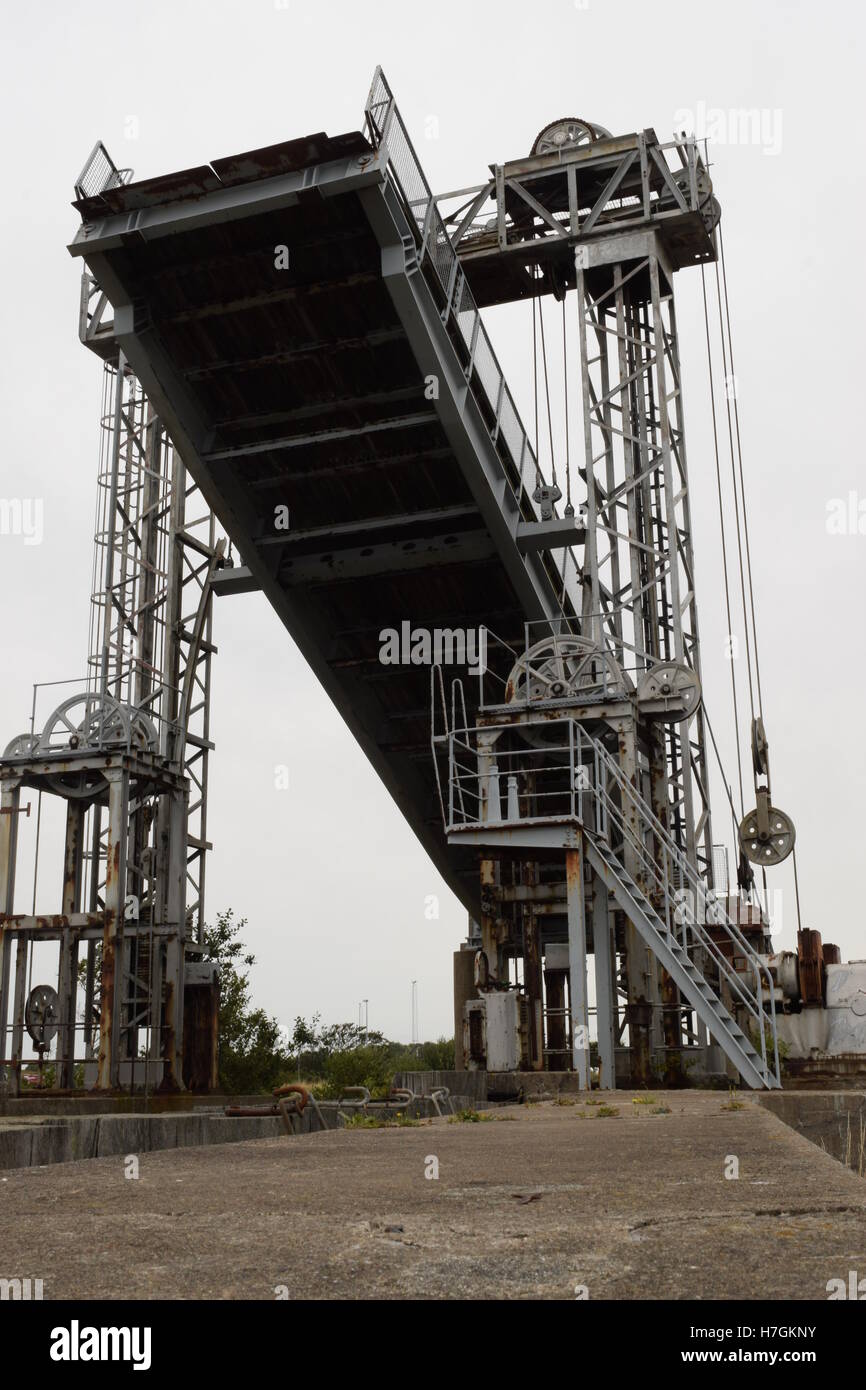 Ferry slip bridge in erect position Stock Photo - Alamy