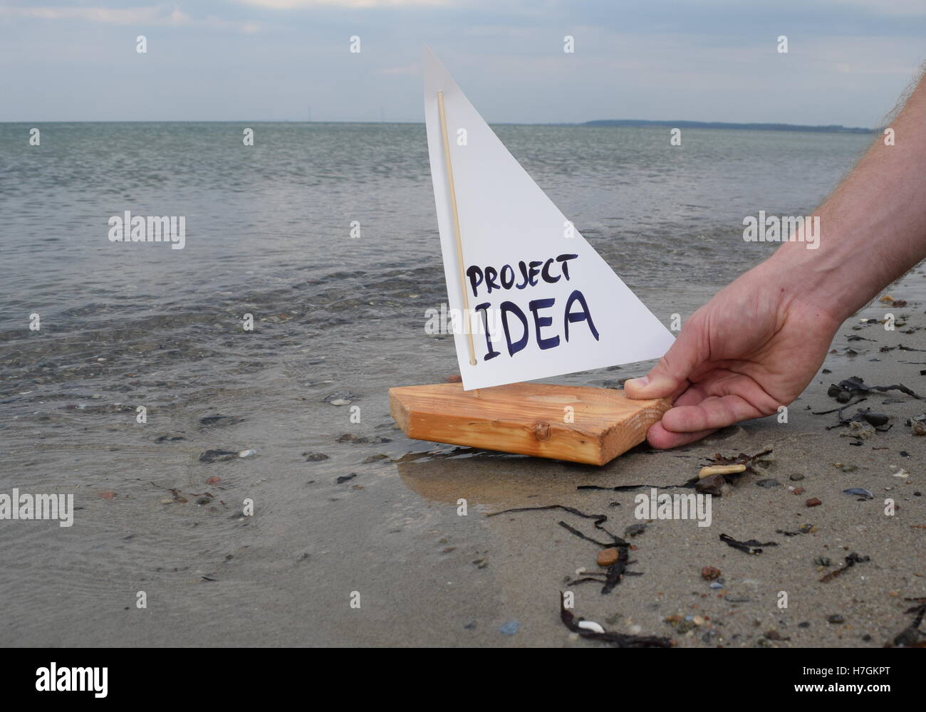 Abstract illustration of launching a project idea or suggesting a ...