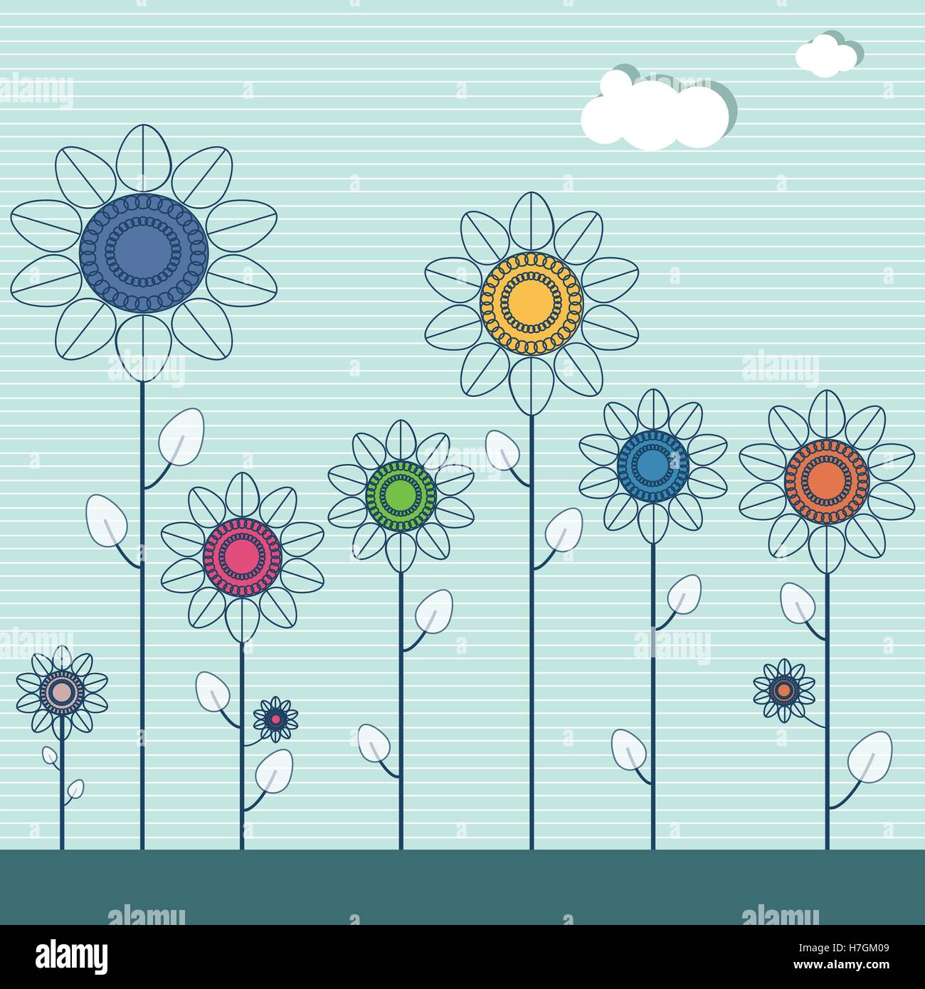 Abstract Field Of Colorful Sunflowers Stock Vector Image & Art - Alamy