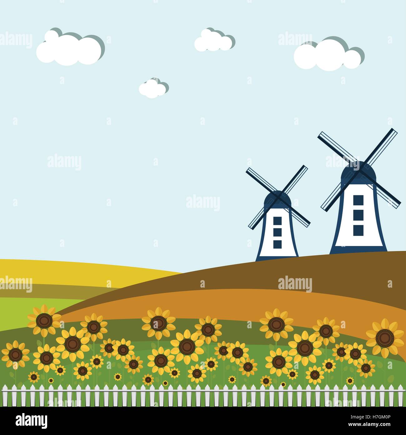 Windmills design clouds vector vectors hi-res stock photography and ...