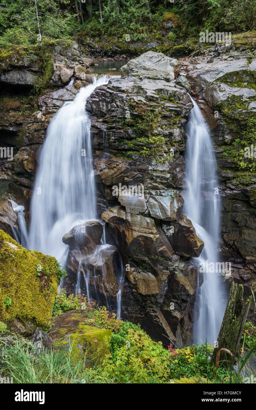 The Nooksack Falls, a beautiful waterfall in the Mt Baker Wildness area ...